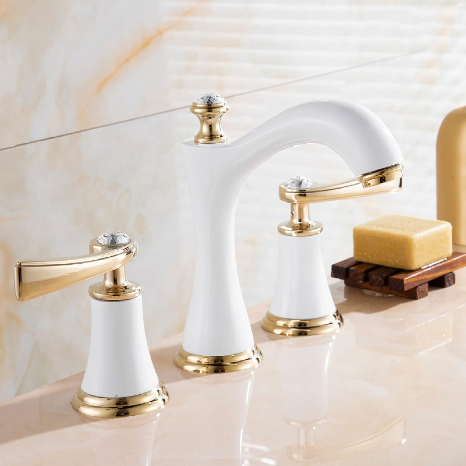 Bathroom Faucets for Sink 3 Hole, Brass Sink Faucet Bathroom, Mixing ...