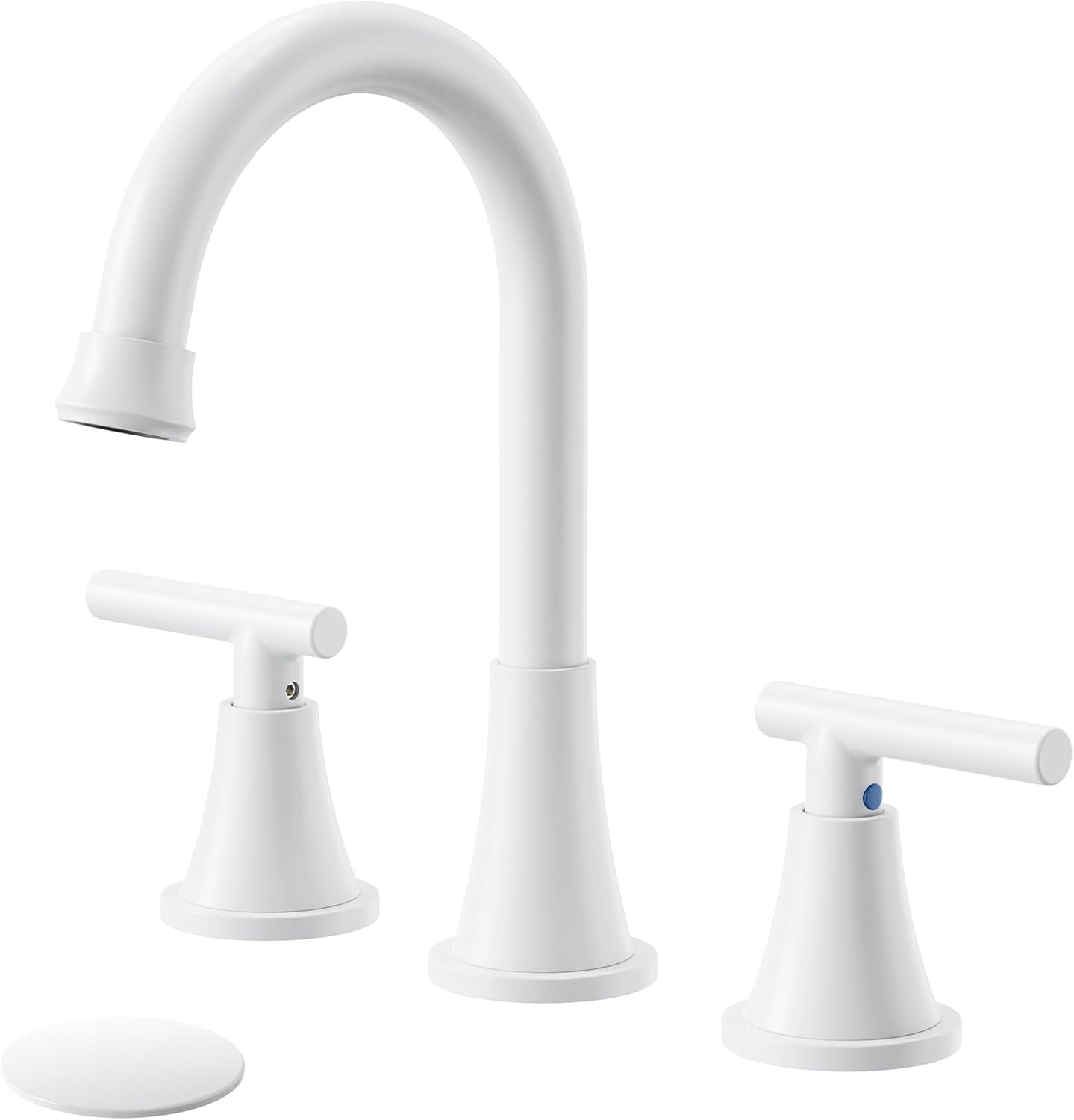 Bathroom Faucets for Sink 3 Hole, White Bathroom Sink Faucet with Pop ...