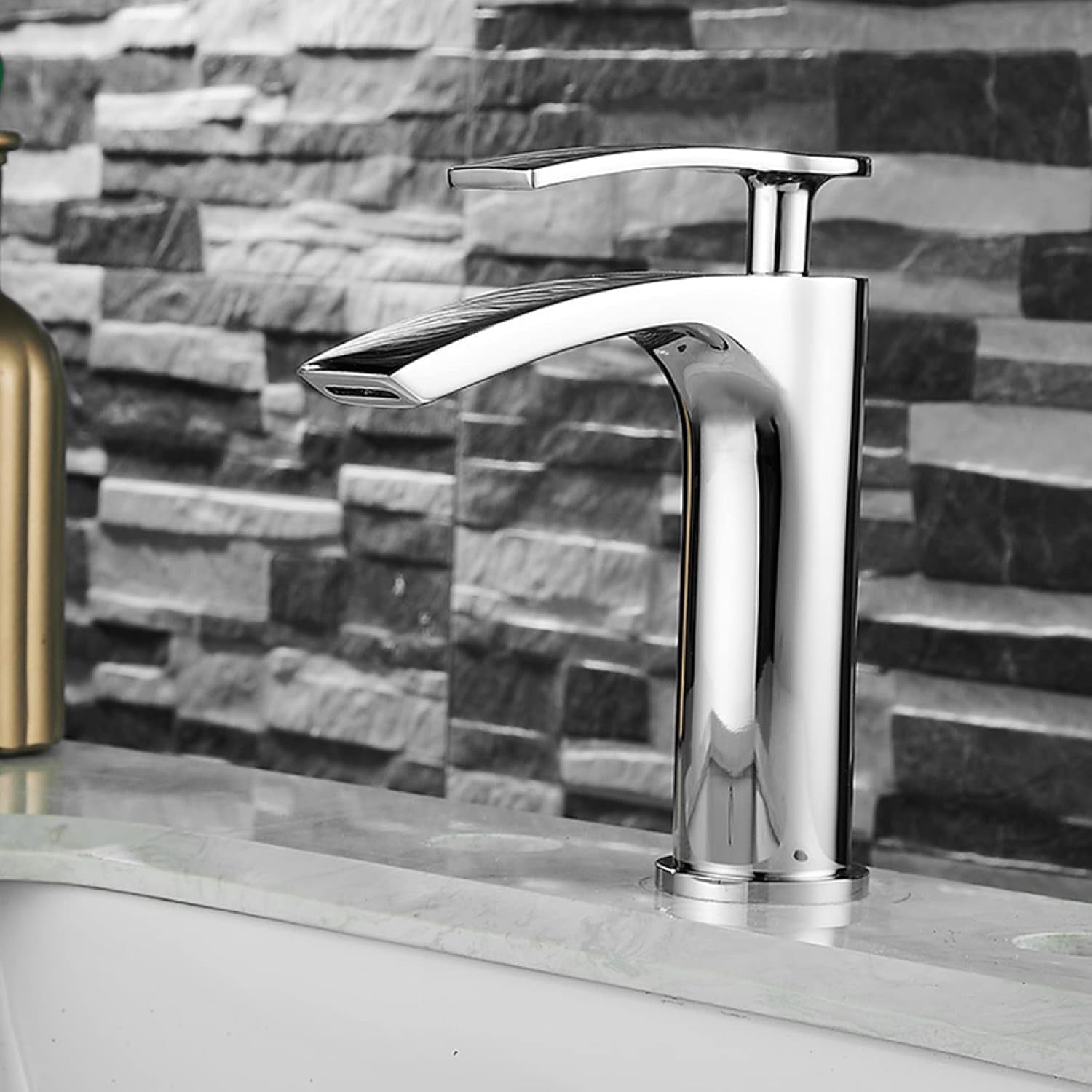 Bathroom Faucets Waterfall Chrome, Sink Faucet Hot and Cold Mix Tap ...