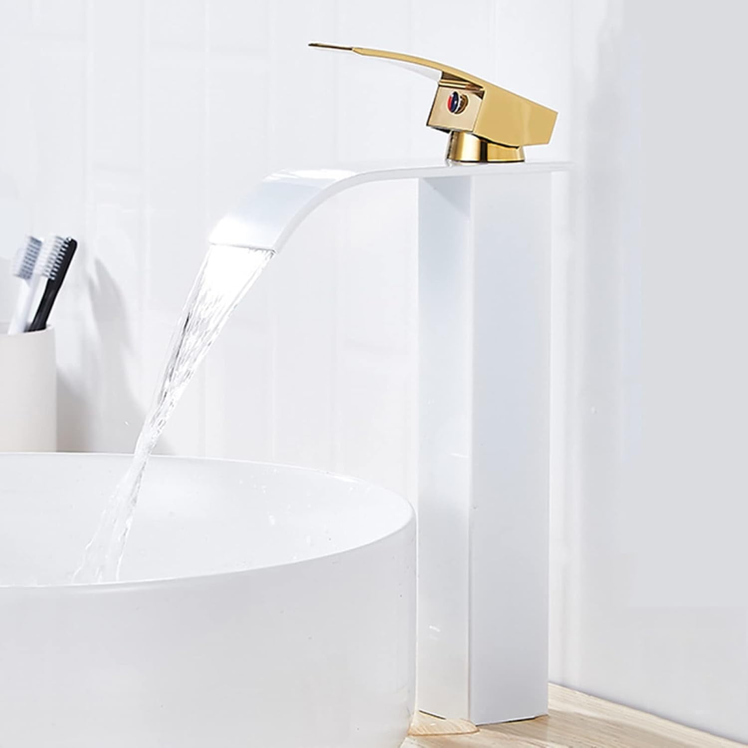 Bathroom Faucets Waterfall, Solid Brass Single Handle Hot and Cold ...