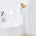 Bathroom Faucets Waterfall, Solid Brass Single Handle Hot and Cold ...