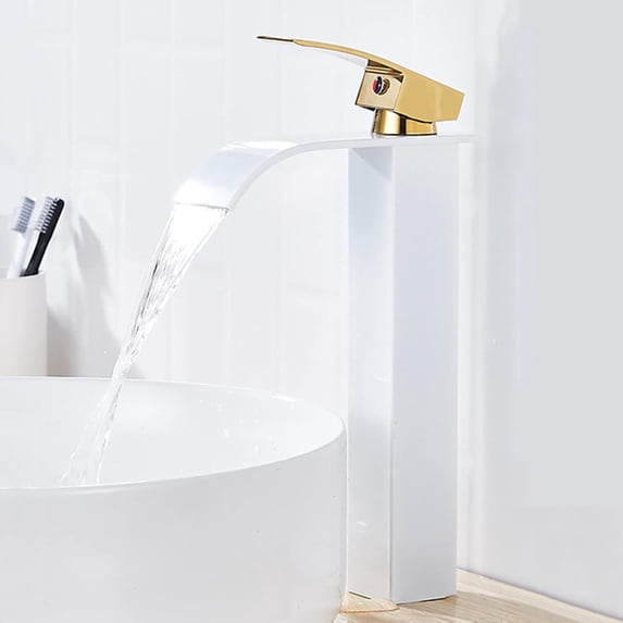 Bathroom Faucets Waterfall, Solid Brass Single Handle Hot and Cold ...