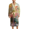 Bathroom Flamingo Men's Kimono Robe Milk Silk Classic Long Bathrobe ...