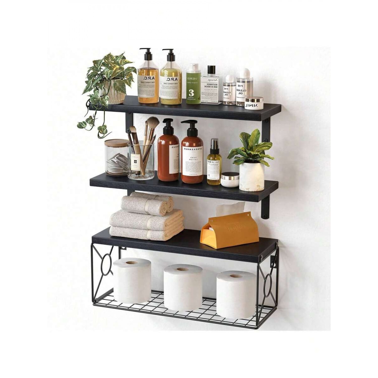 Bathroom Floating Shelves For Wall Mounted Shelf Over Toilet Farmhouse ...