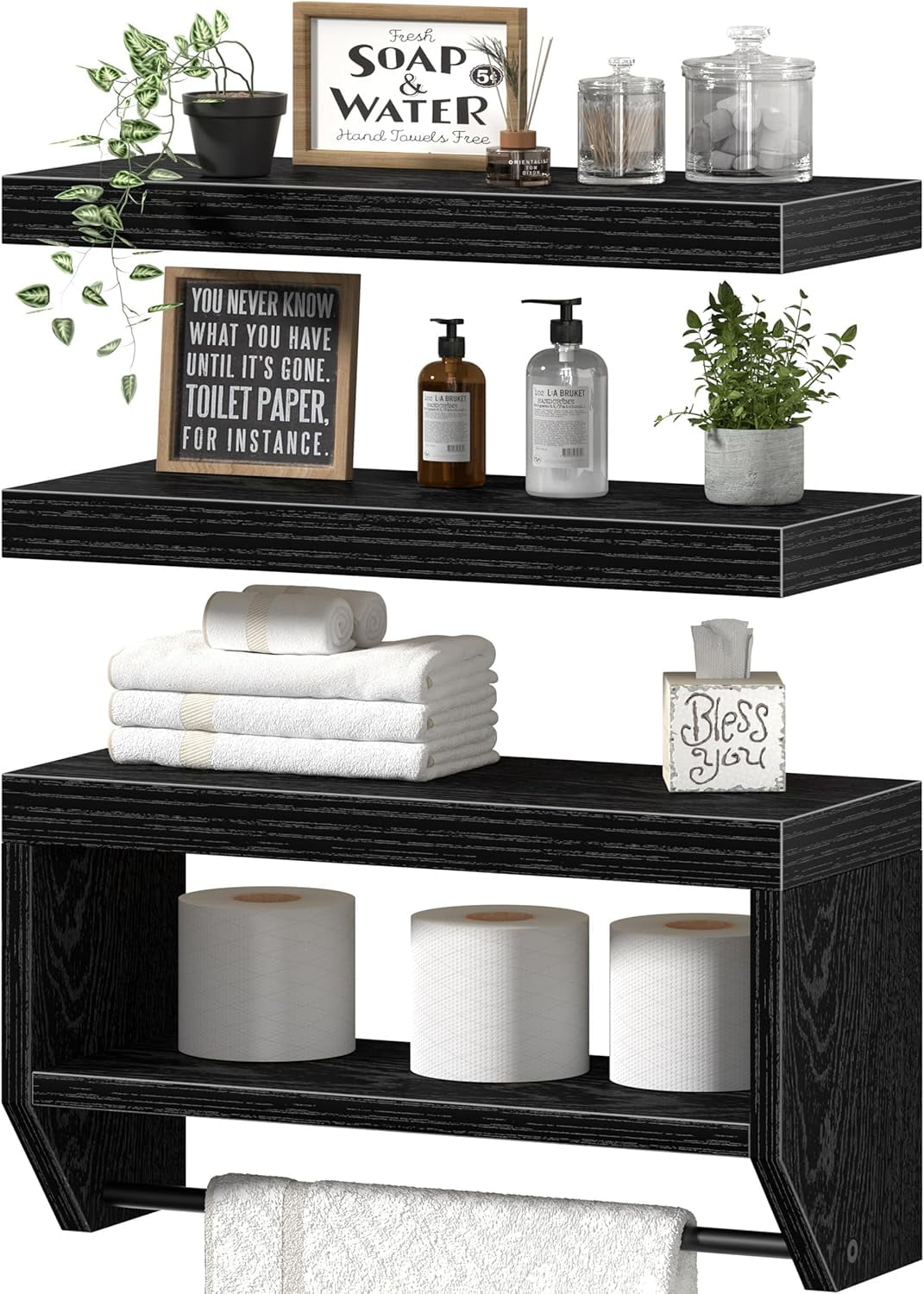 Bathroom Floating Shelves for Wall - Shelf Over Toilet Paper Storage ...