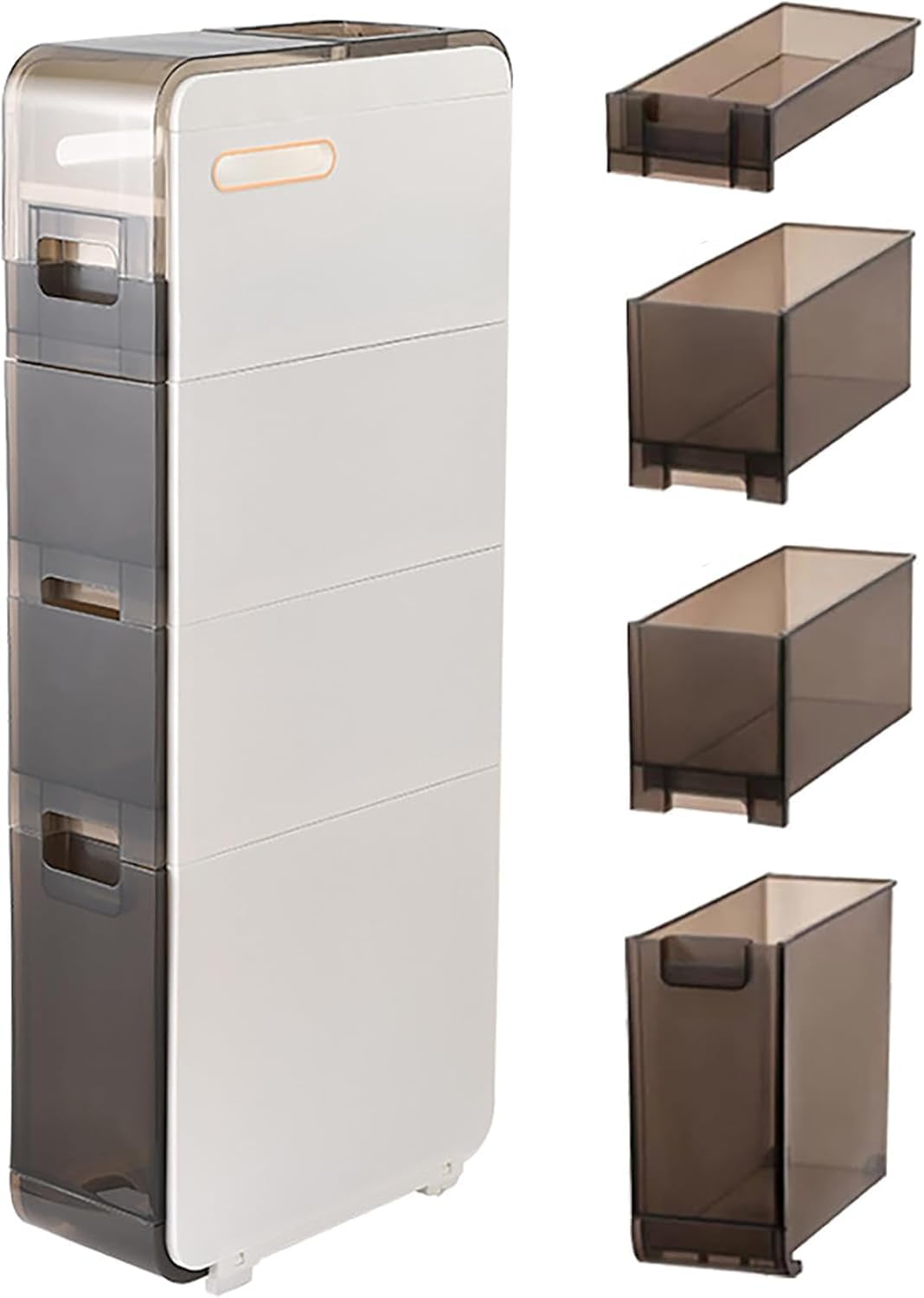 Bathroom Floor Cabinet 4-Tiers Free Standing Toilet Paper Holder and ...