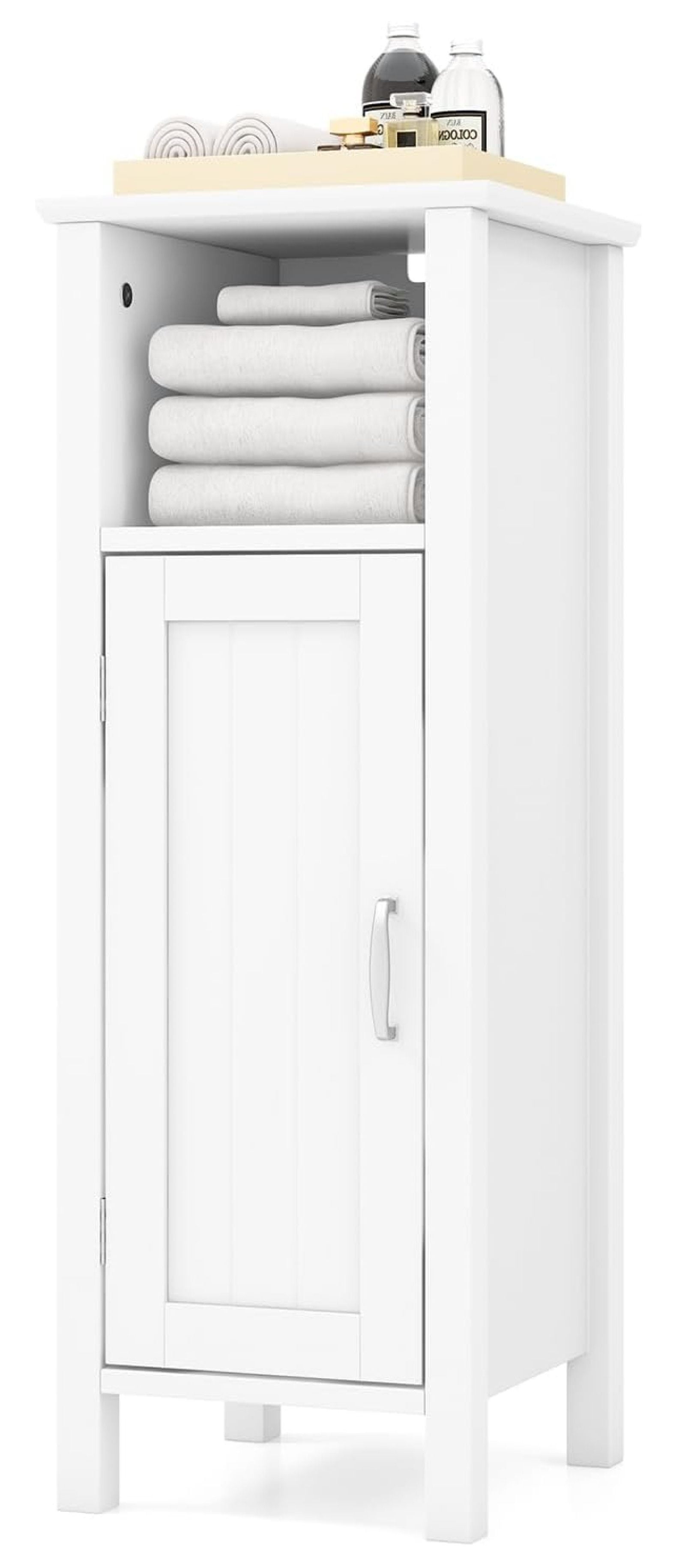 Bathroom Floor Cabinet, Freestanding Narrow Storage Cabinet Console ...