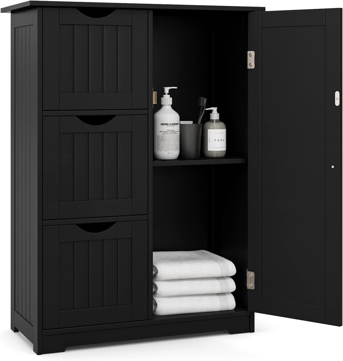 Bathroom Floor Cabinet, Freestanding Side Storage Cabinet w/ 3 Drawers ...