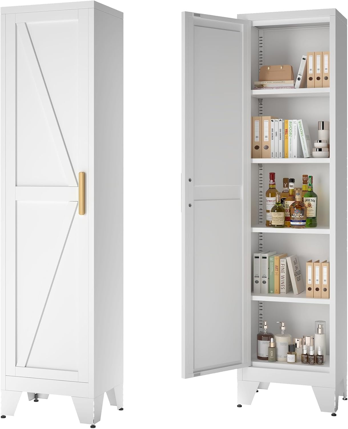 Bathroom Floor Cabinet Freestanding Storage with Double Doors & 2 ...