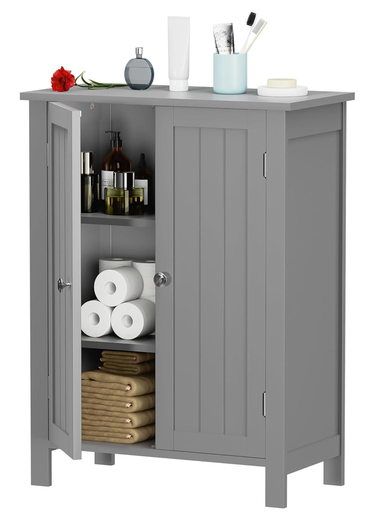 Bathroom Floor Cabinet, Freestanding Storage Organizer/Unit with 2 ...