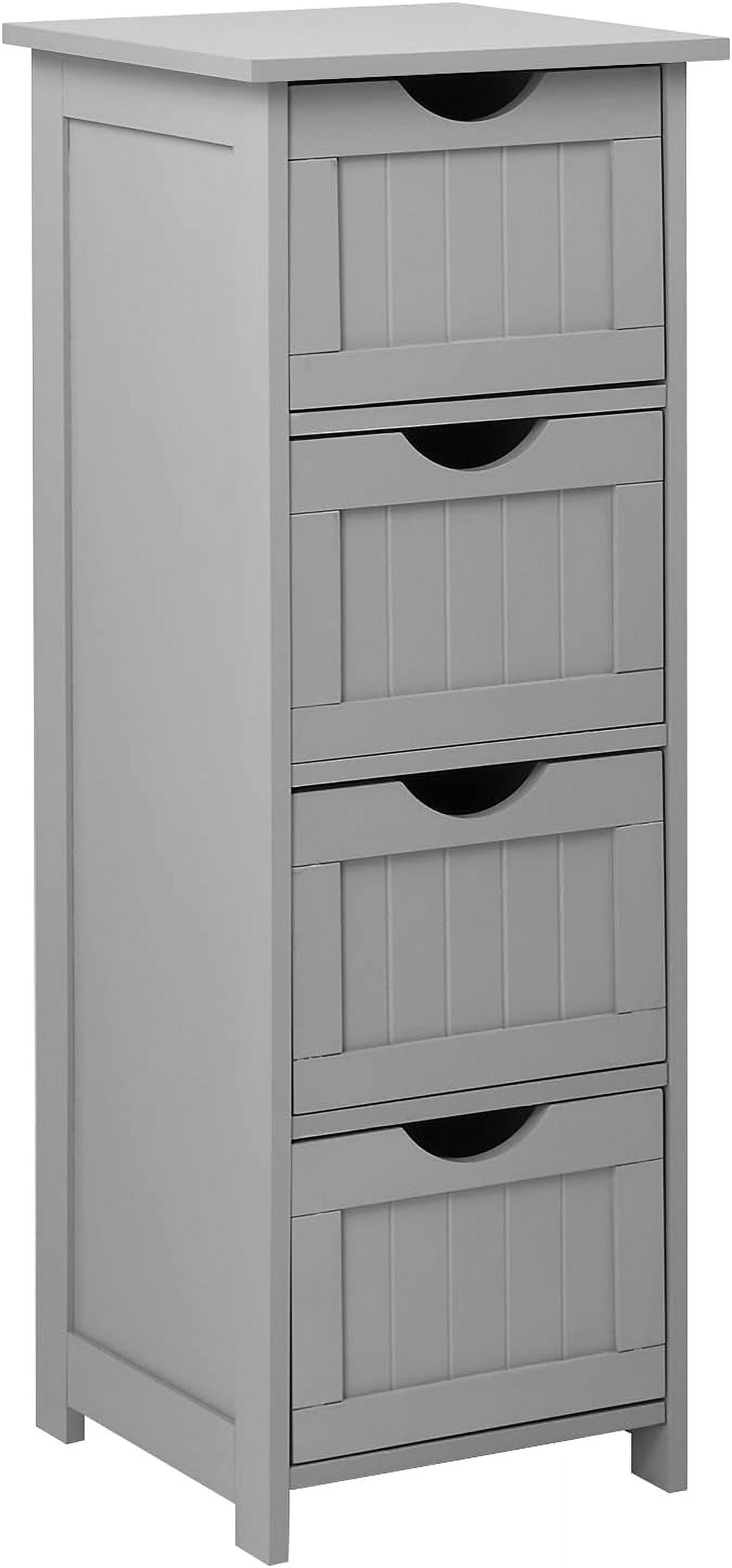 Bathroom Floor Cabinet,Grey Storage Cabinet with 4 Drawers,Skinny ...
