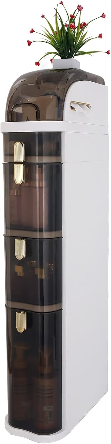 Bathroom Floor Cabinet, Narrow Bathroom Storage Cabinet, Mobile and No ...