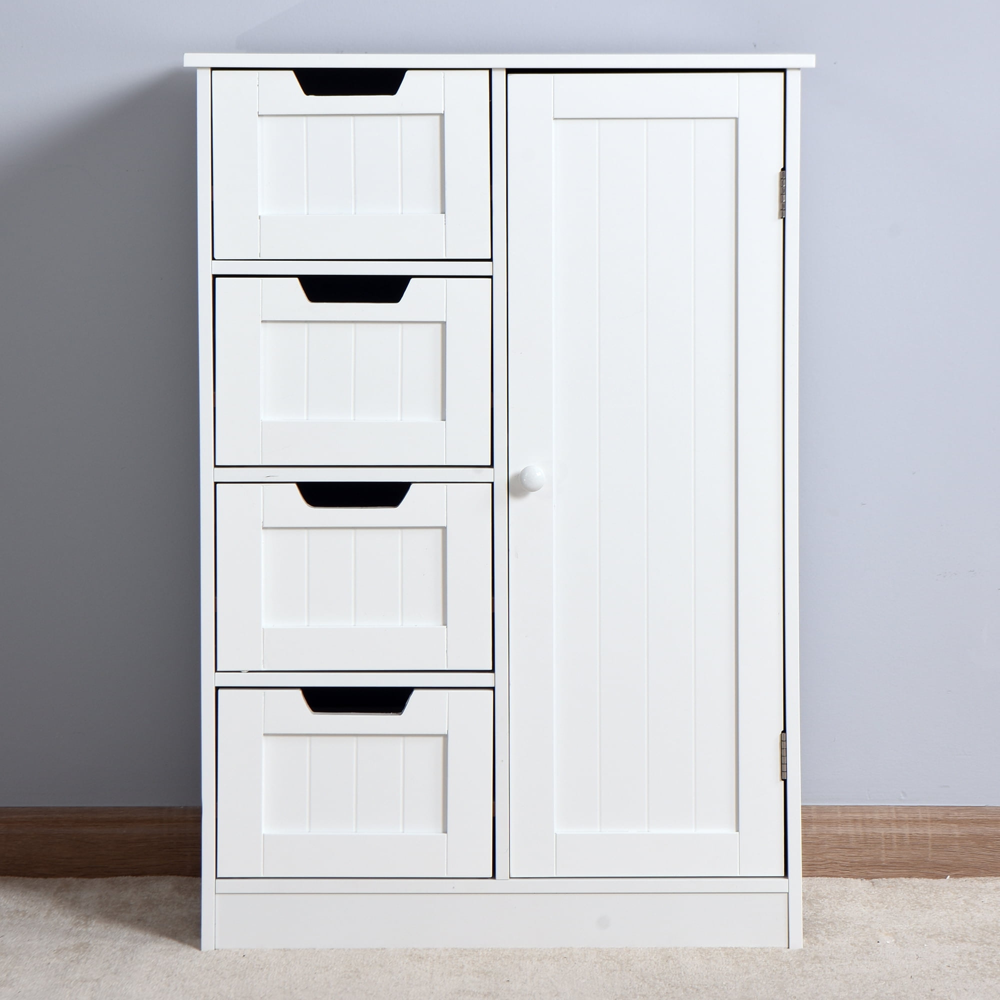 Bathroom Floor Cabinet, SYNGAR Bathroom Standing Storage Cabinet with 4 ...