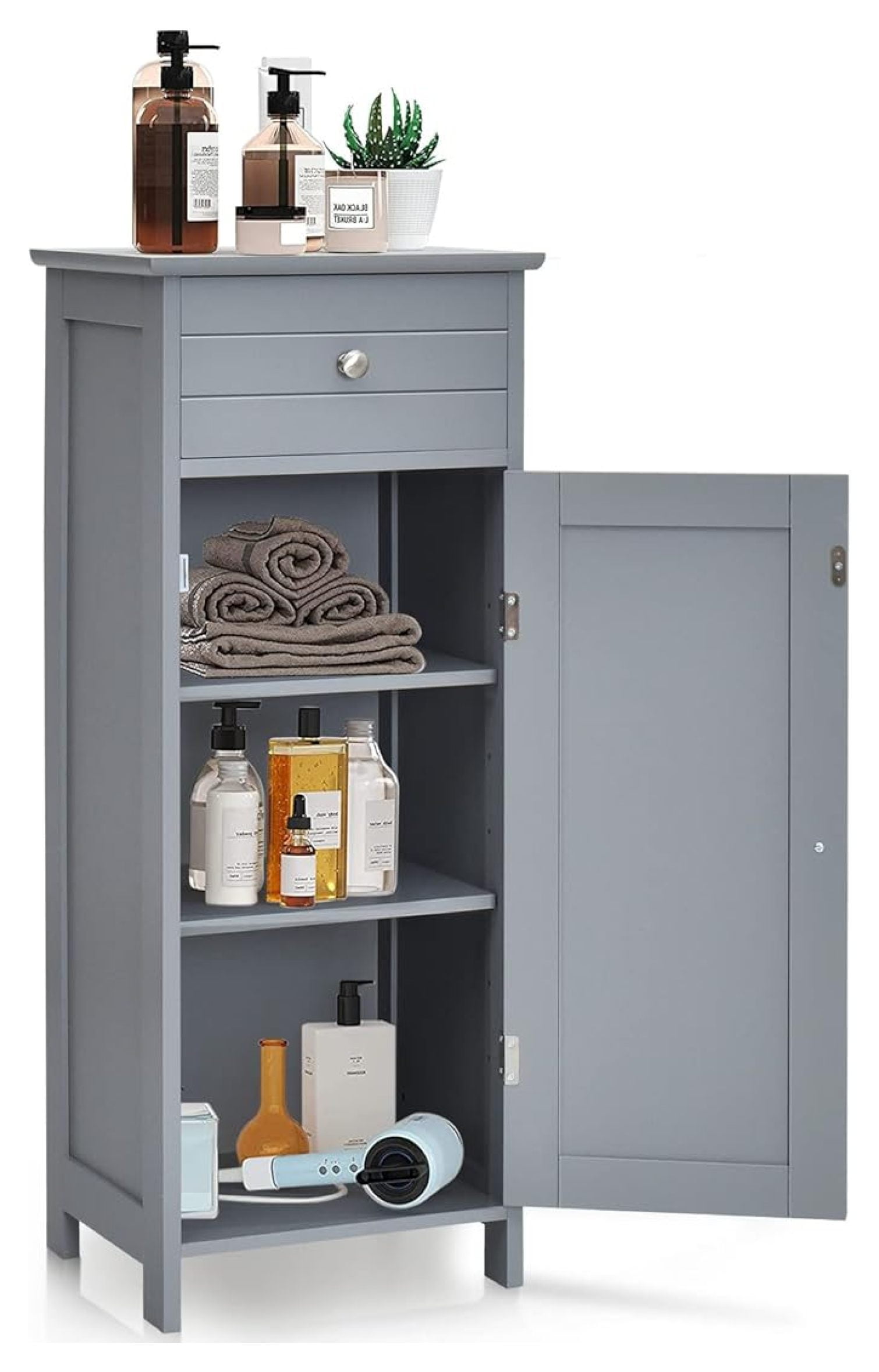 Bathroom Floor Cabinet, Single Door Floor Storage Cabinet Organizer ...