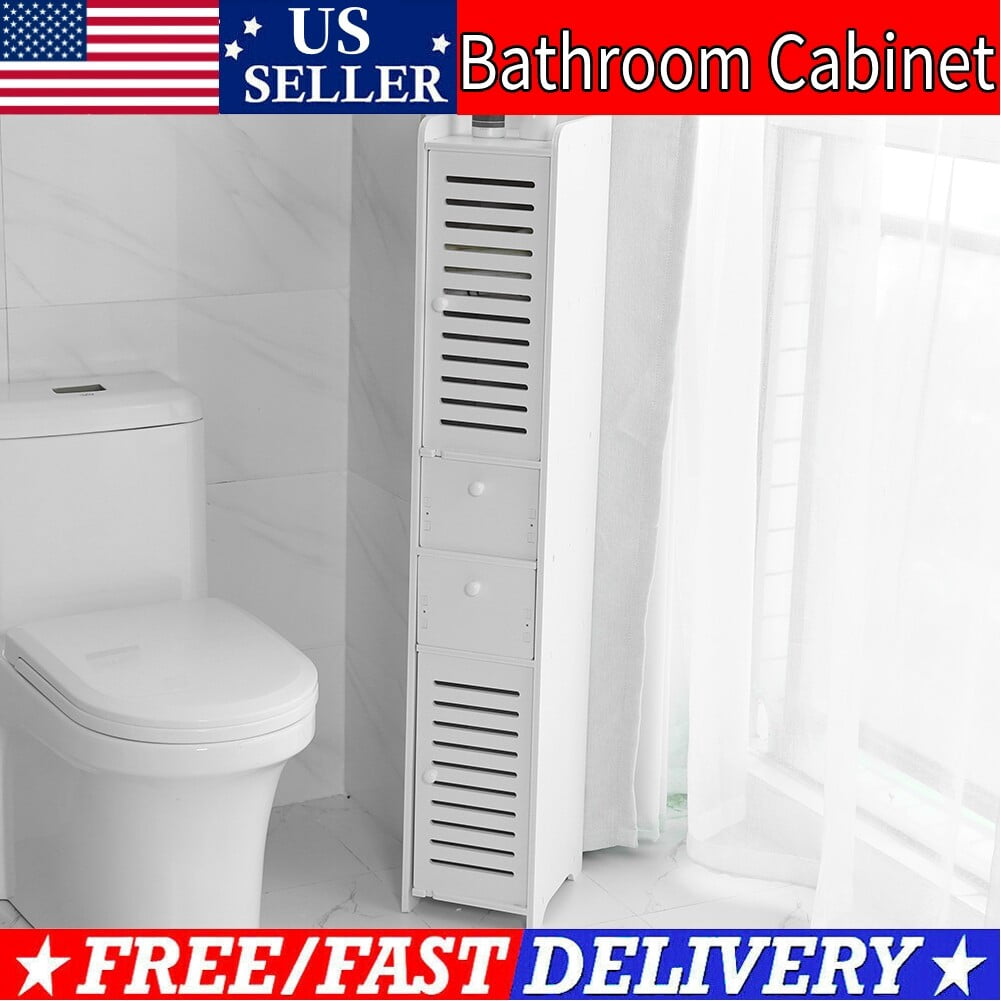 Bathroom Floor Cabinet Storage Toilet Bath Organizer Drawer Shelf 2 ...