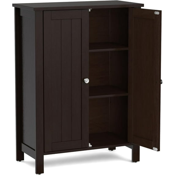 Bathroom Floor Cabinet, Wood Storage Cabinets with Doors and Adjustable ...