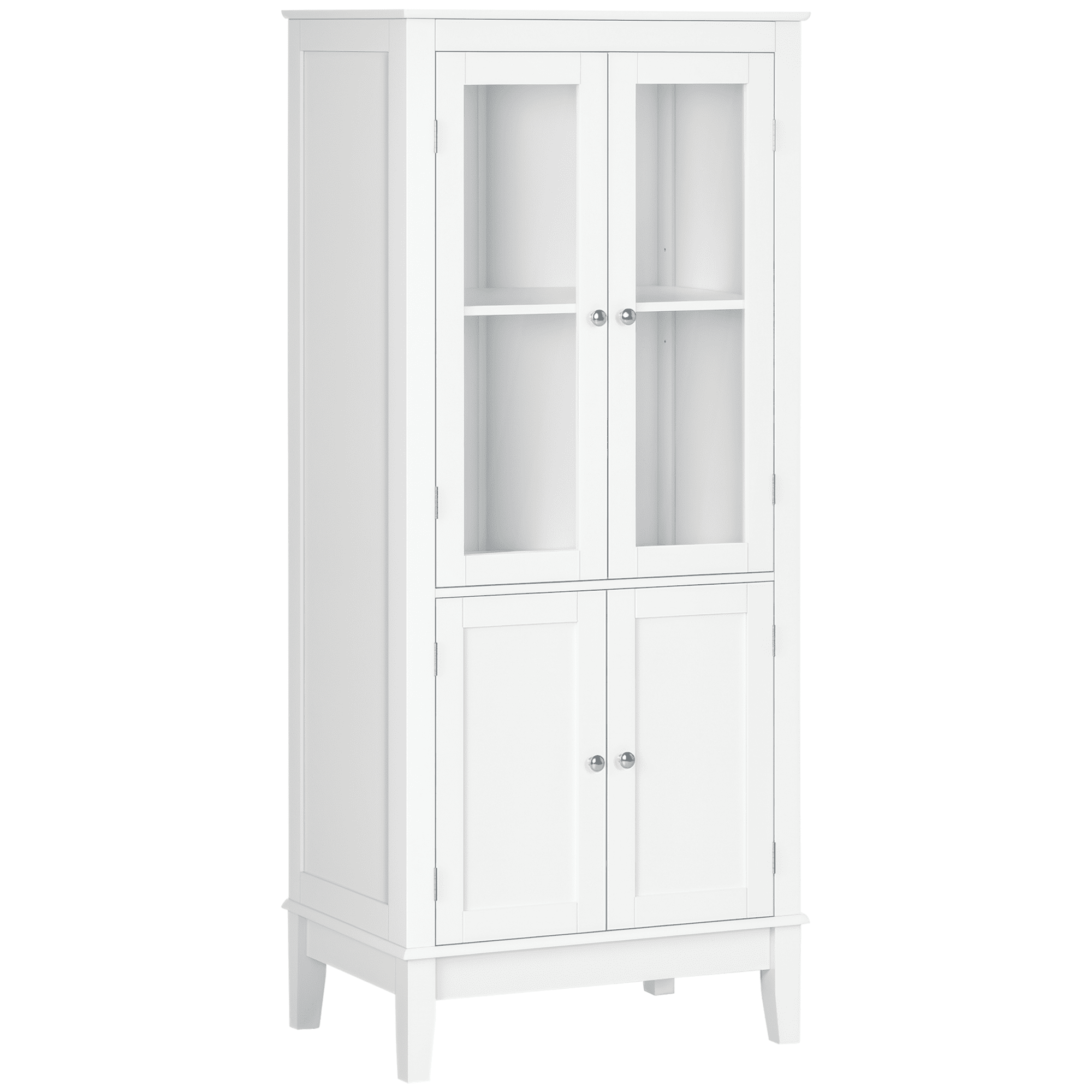 Bathroom Floor Cabinet with 2 Storage Cabinets, Tempered Glass Door ...