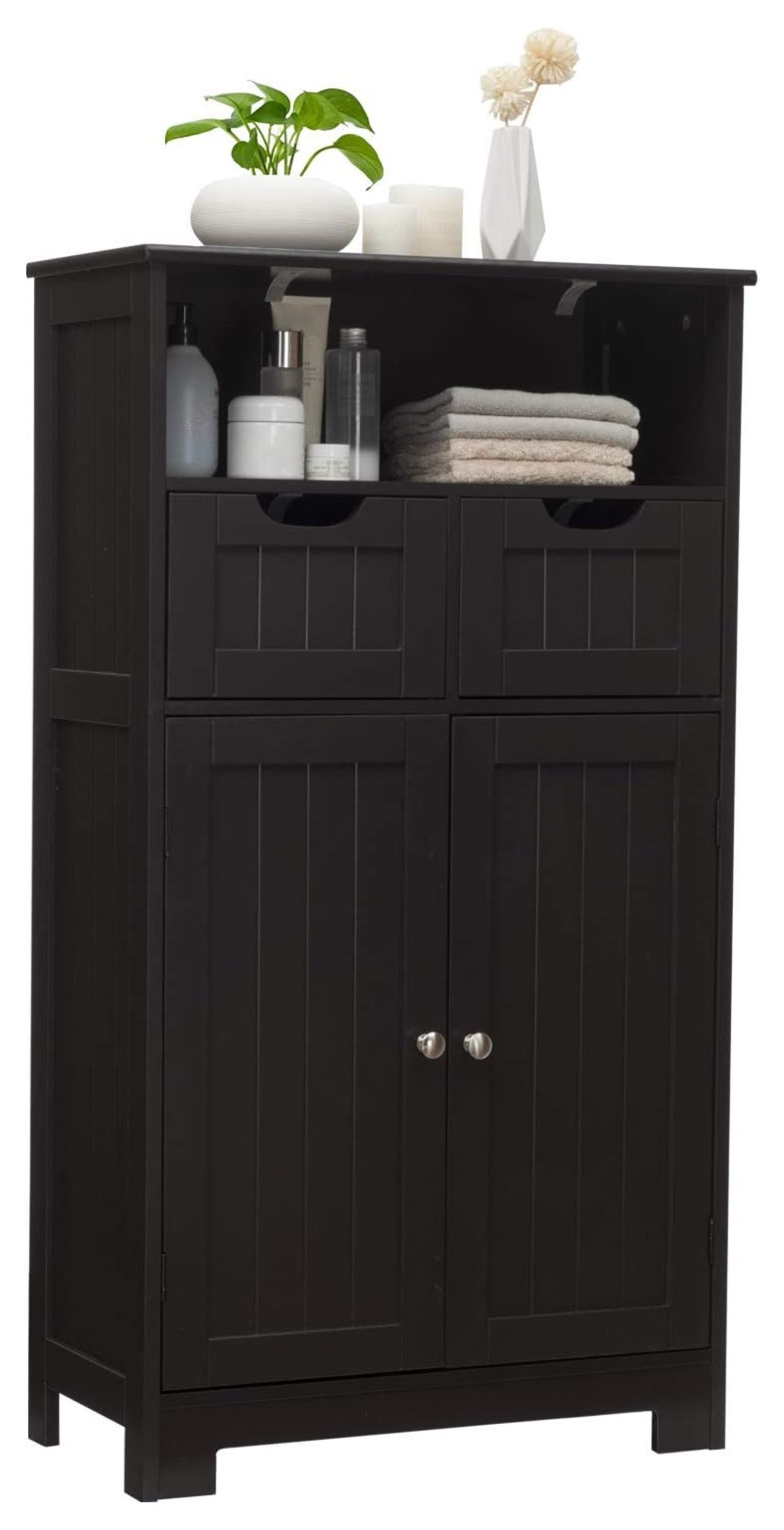 Bathroom Floor Cabinet with Drawers & Adjustable Shelf, 24x12x43 inch ...