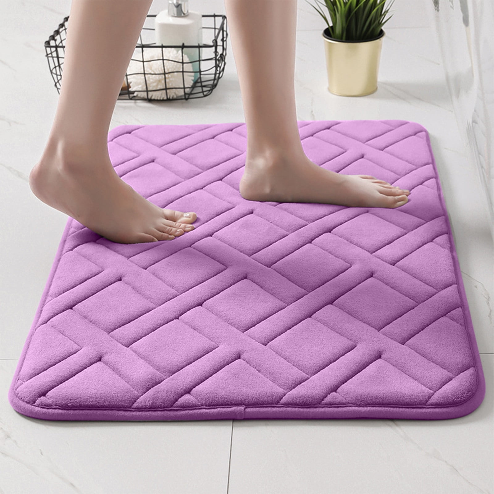 Bathroom Floor Mat Absorbent Machine Washable Soft Comfortable Non Slip ...