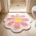 Bathroom Floor Mat Flower Shape 31.49 x 31.49 Inches Pink Soft ...