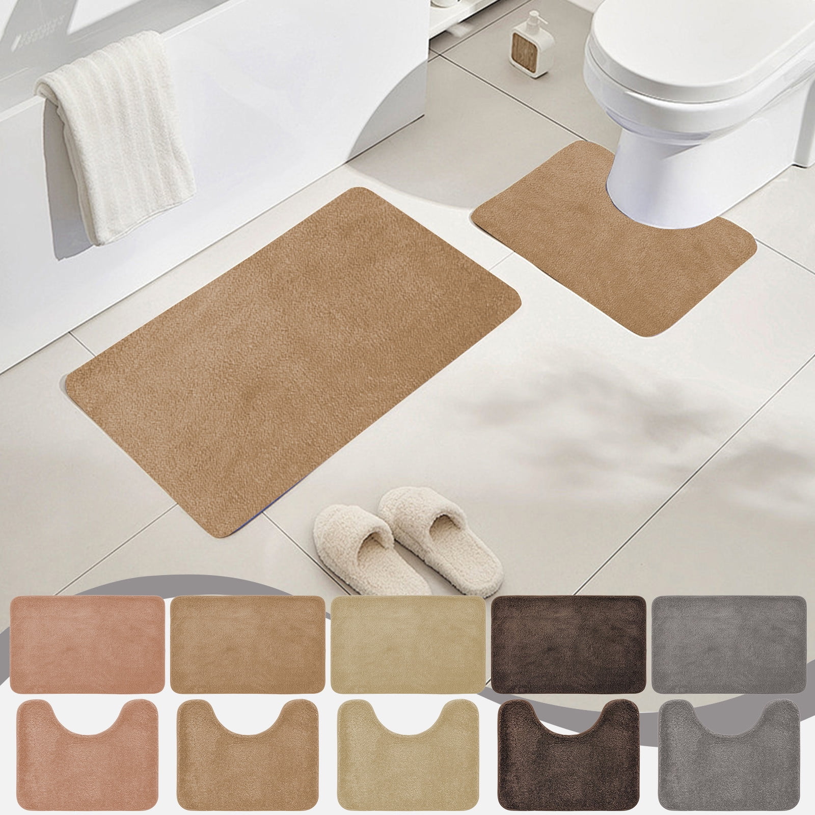 Bathroom Floor Mat, Non-Slip Anti-Dirt Carpet Mat, Solid Color ...