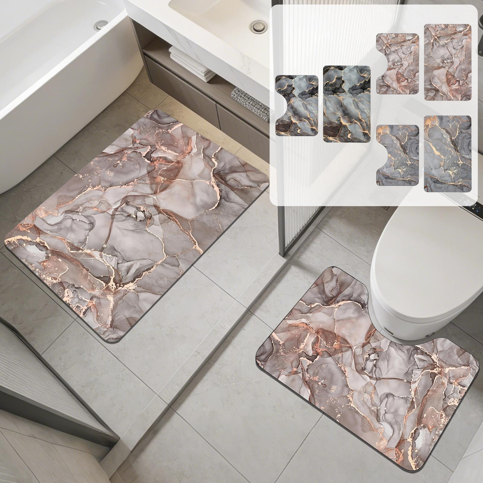 Bathroom Floor Mat Set | Diatom Mud Quick Drying Water Absorbent Non ...