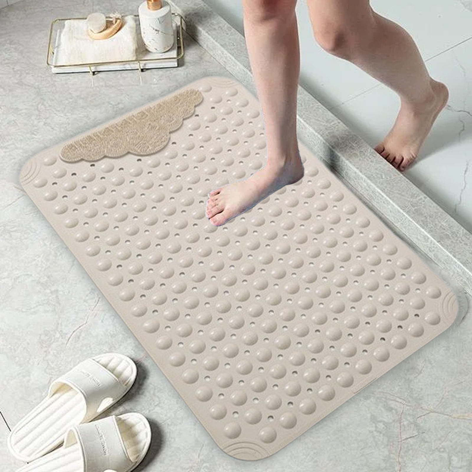 Bathroom Floor Mats With Foot Scrubber,27.56x15.75" Soft PVC Bath Mat ...