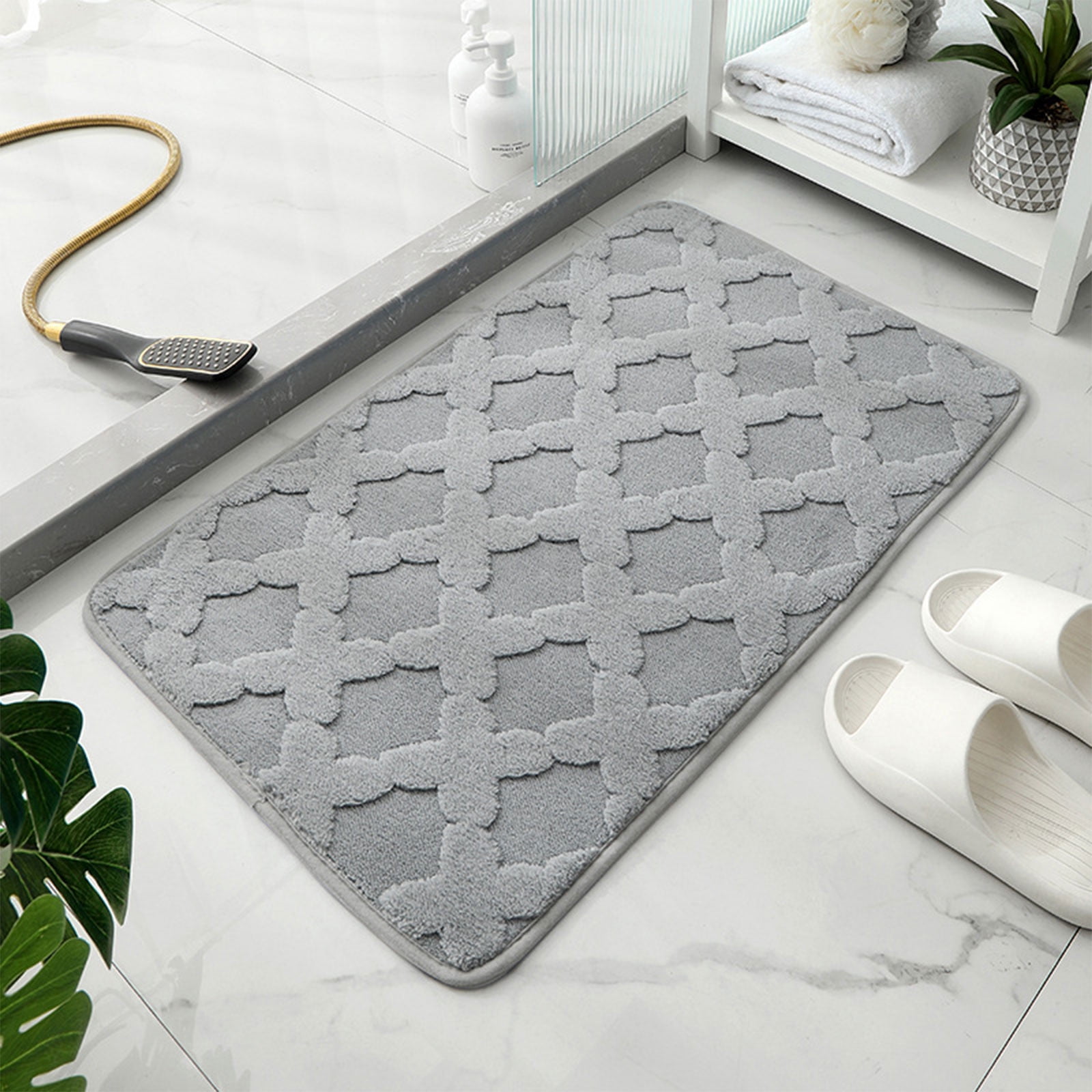 Bathroom Floor Mats, Non-slip Absorbent Carpet, Thickened Plush Door ...
