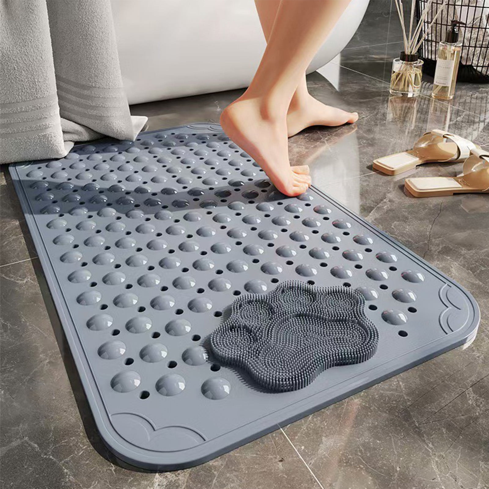 Bathroom Floor Mats With Paw Foot Scrubber,27.56x15.75" Soft PVC Bath ...