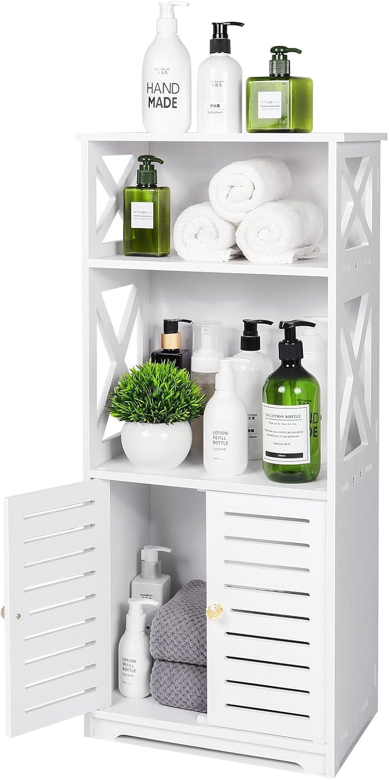 Bathroom Floor Storage Cabinet, Free Standing Cabinet with Shelf For ...
