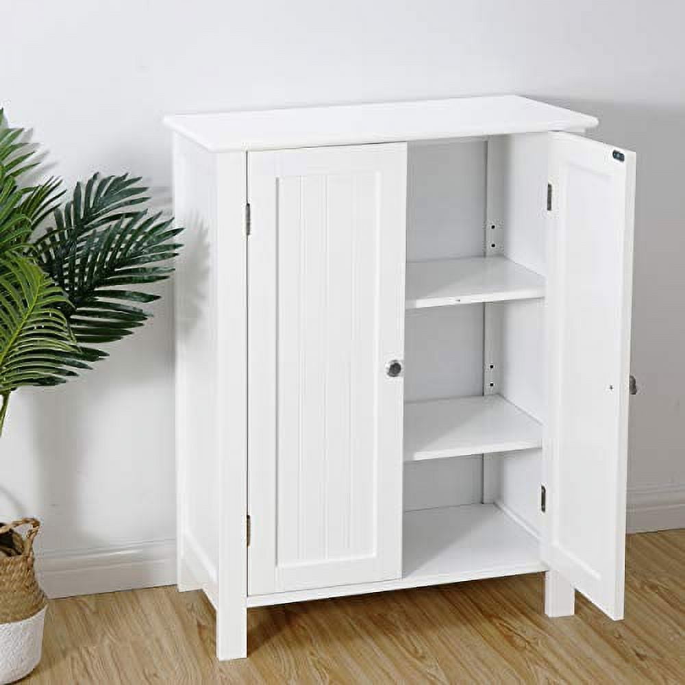 Bathroom Floor Storage Cabinet, Stand Wooden Side Organizer Cabinet ...