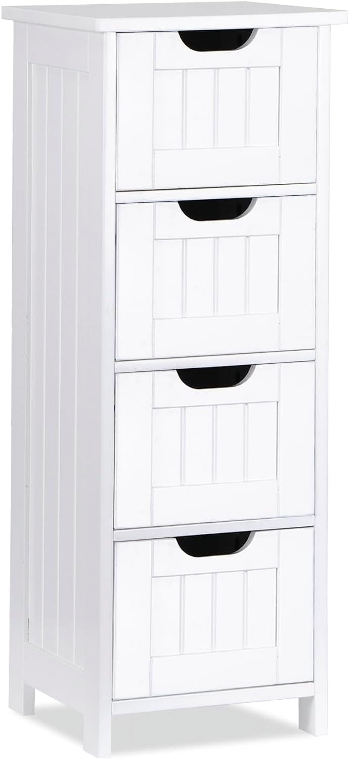 Bathroom Floor Storage Cabinet with 4 Drawers, Wooden Freestanding Side ...