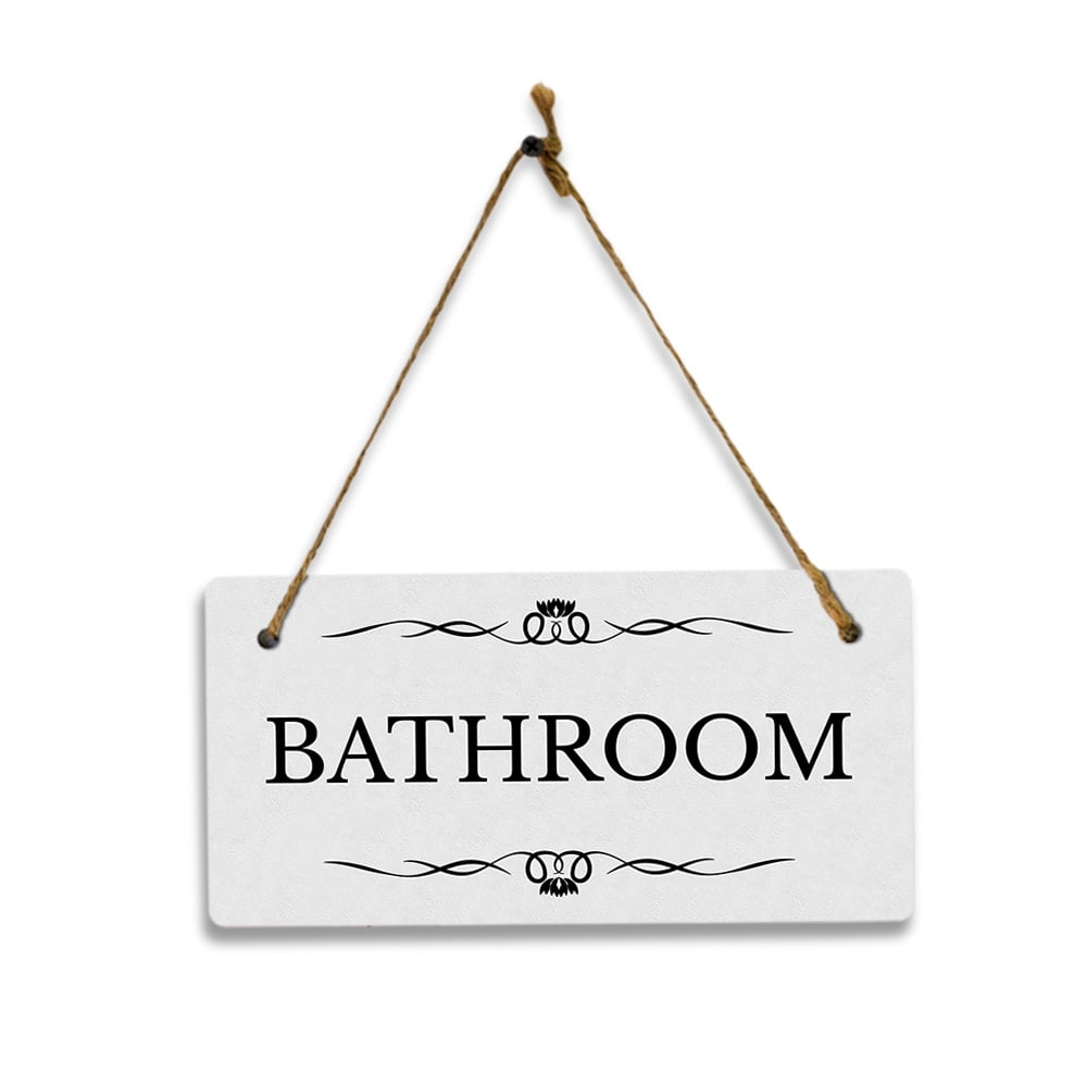 Bathroom (Flower Ornament) 5x10 Hanging Plus Wall or Door Sign | Rustic ...