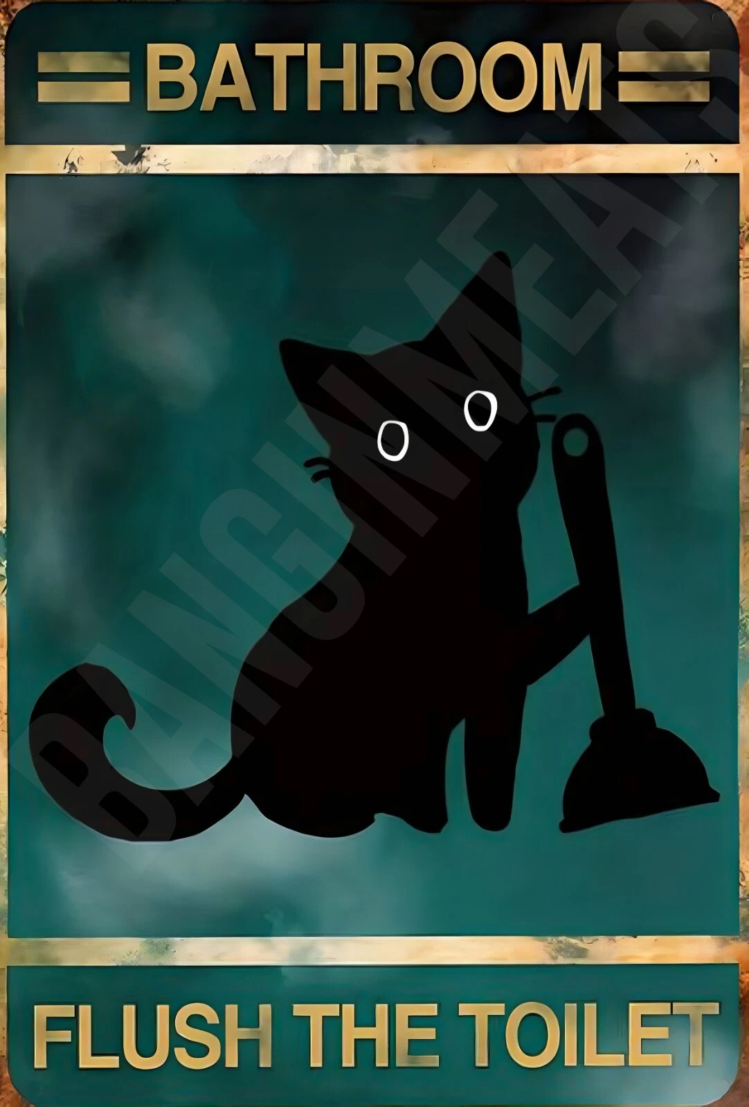 Bathroom Flush The Toilet Cat Funny Sign 8" X 12" Aluminum Metal Sign ...