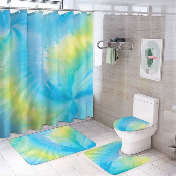Bathroom Four Sets Of Floor Mat Shower Curtain Strong Durability Easy ...