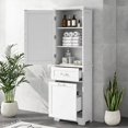 Bathroom Freestanding Tall Storage Cabinet Clean White MDF with ...