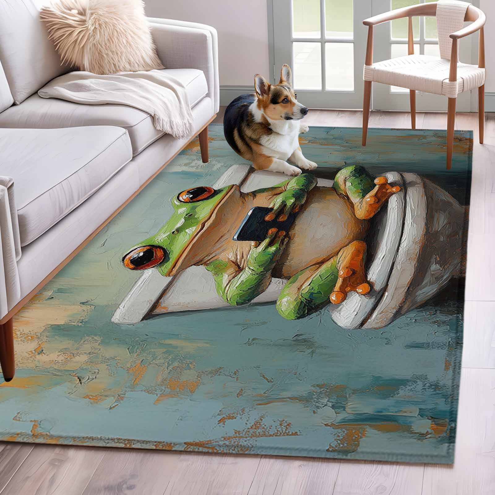 Bathroom Frog Area Rug 4x6 FT, Non Slip Kids Room Carpet, Toilet ...