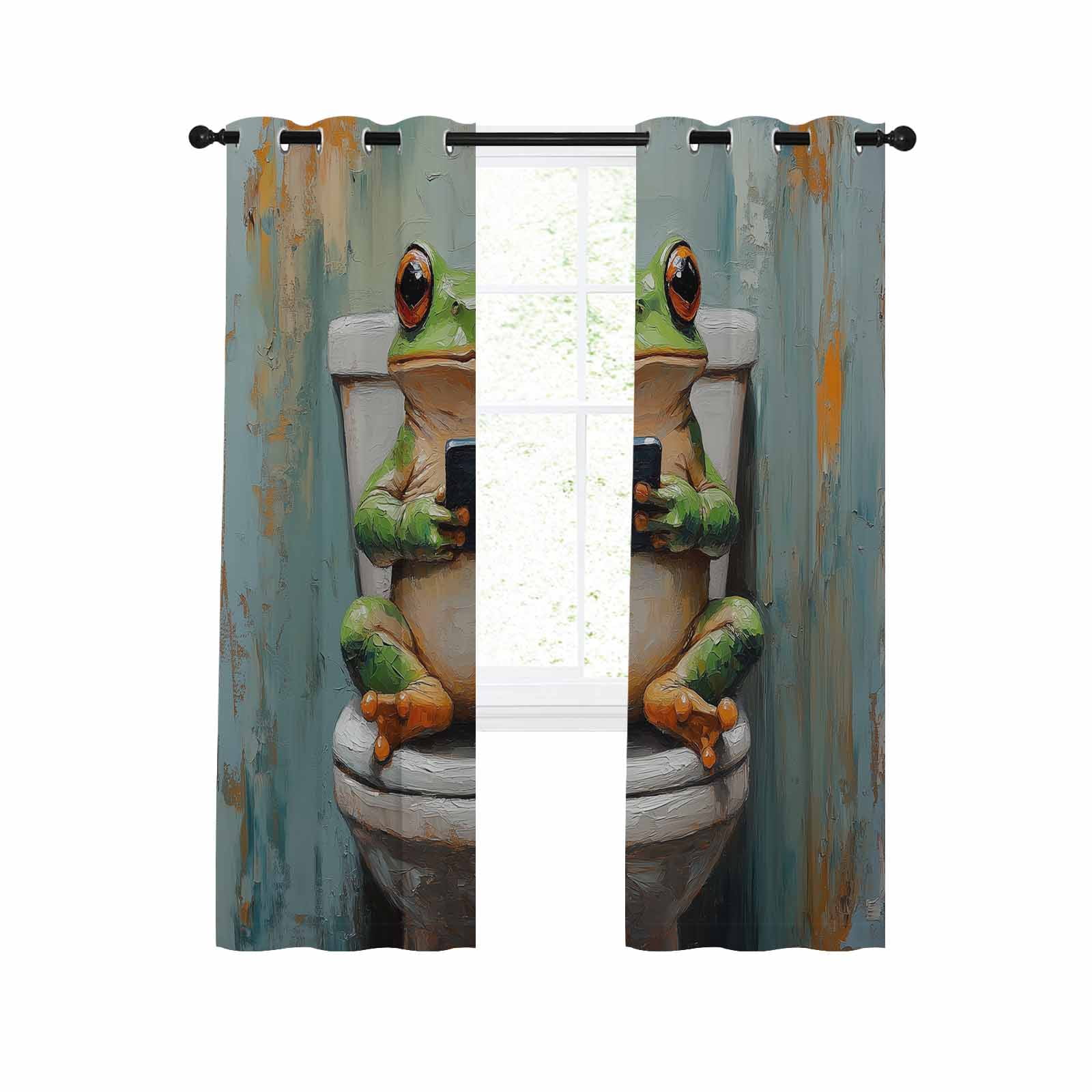 Bathroom Frog Blackout Curtains 54 Inches Long for Bedroom, Toilet ...