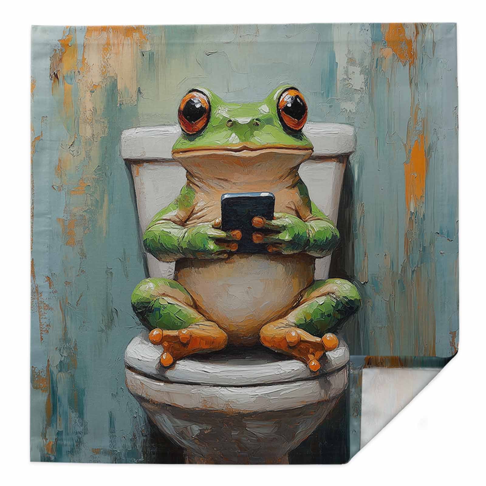 Bathroom Frog Cloth Napkins Washable Set of 1, Toilet Animals Vintage ...