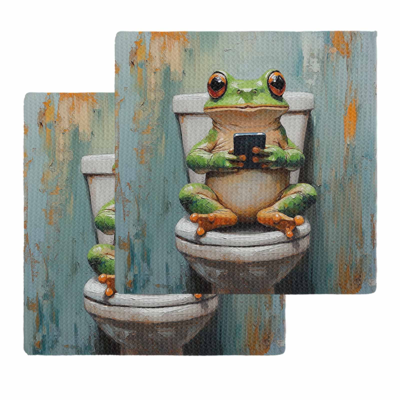 Bathroom Frog Dish Towels Set, Waffle Weave Kitchen Towels 2 Pieces ...