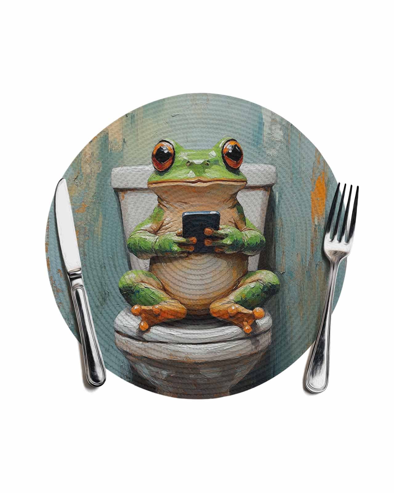 Bathroom Frog Round Placemats for Dinning Tables, Heat-proof Braided ...