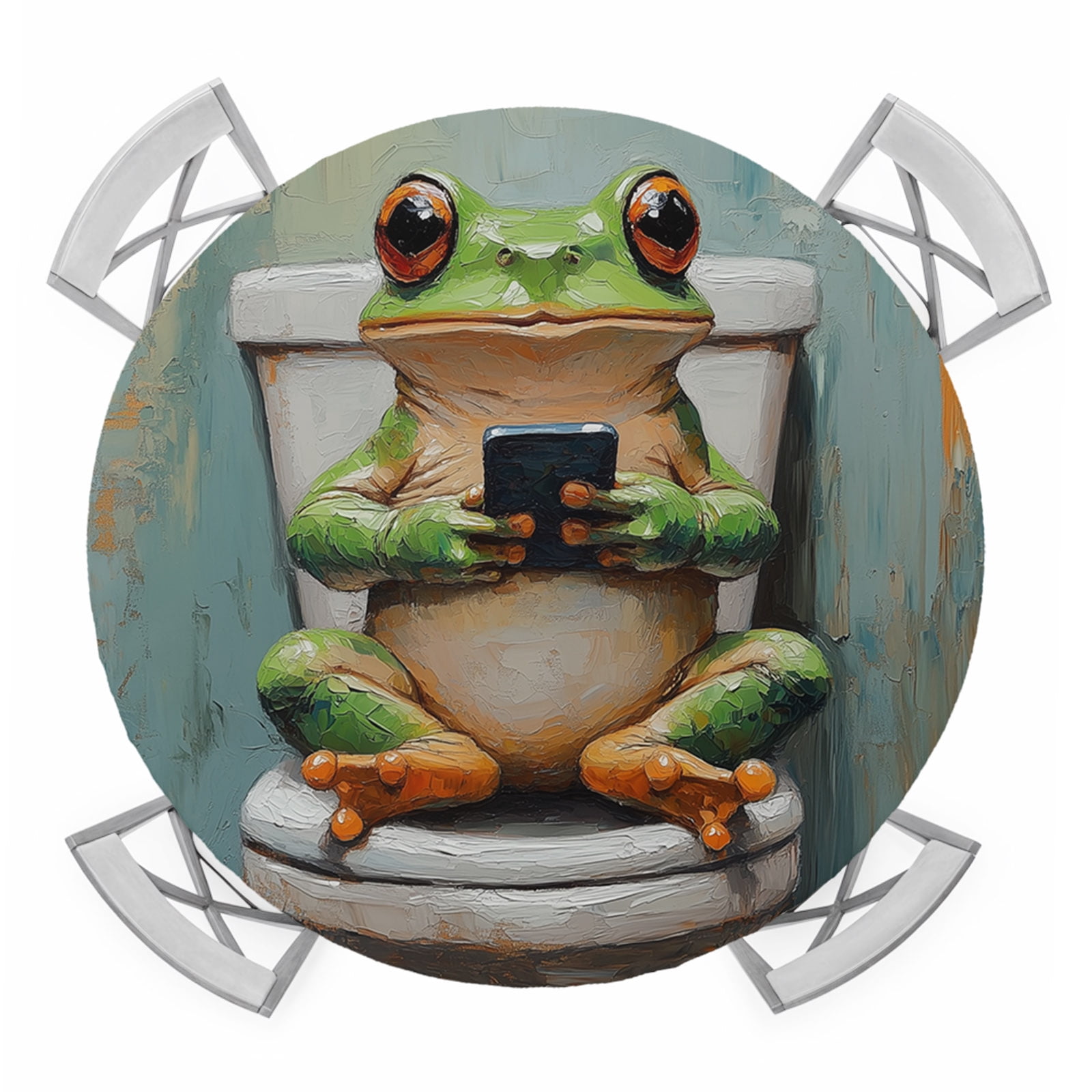 Bathroom Frog Round Tablecloth for 36-44 Inch Tables, Fitted Table ...