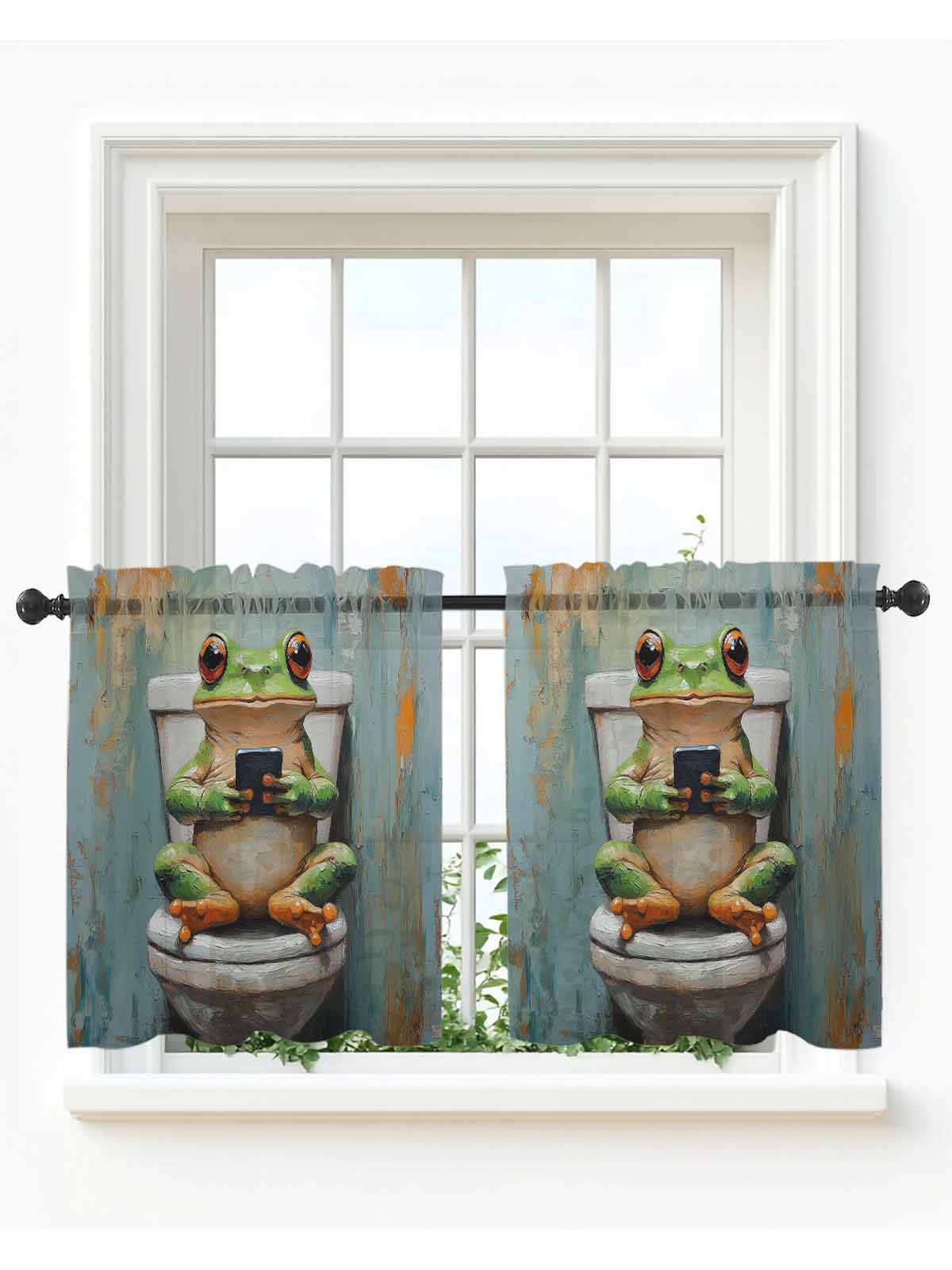 Bathroom Frog Tier Curtains 36 Inch Length, Sheer Curtains for Bedroom ...
