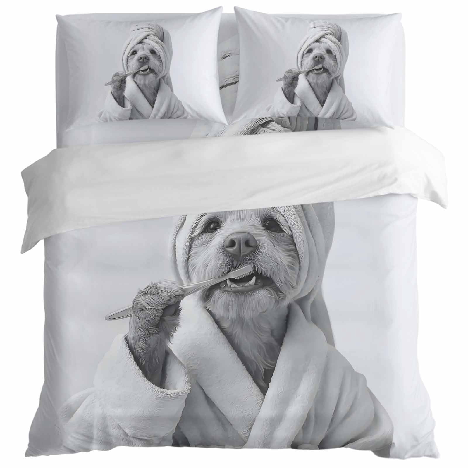 Bathroom Funny Dog Duvet Cover Set California King Size, The Dog ...