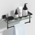 Bathroom Glass Shelf with Full-coverage Railing, Floating Tempered ...