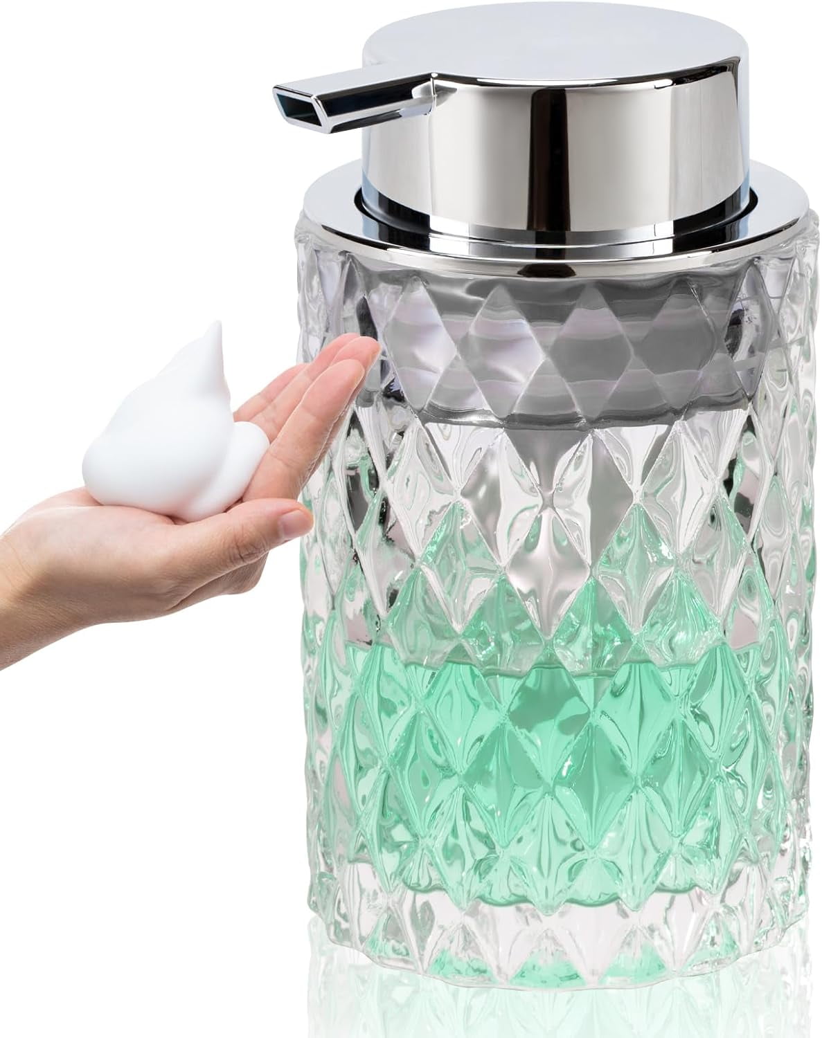 Bathroom Glass Soap Dispenser with Durable Rust-Proof Plastic Foam Pump ...