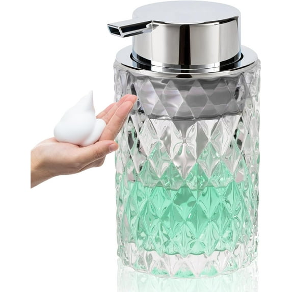 Bathroom Glass Soap Dispenser with Durable Rust-Proof Plastic Foam Pump ...