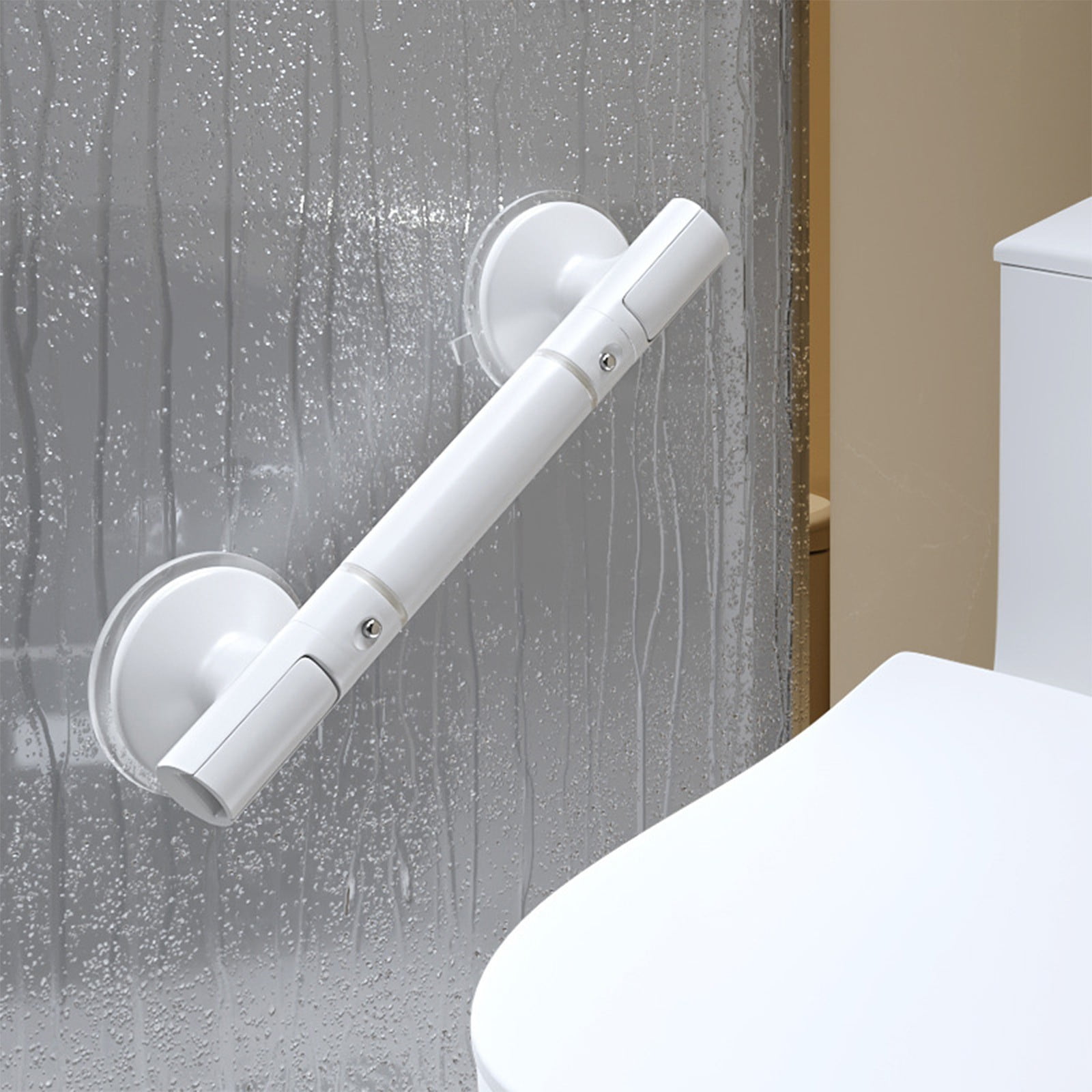 Bathroom Grab Bar Non Slip Suction Cup Handle | 18" Plastic Safety Rail ...