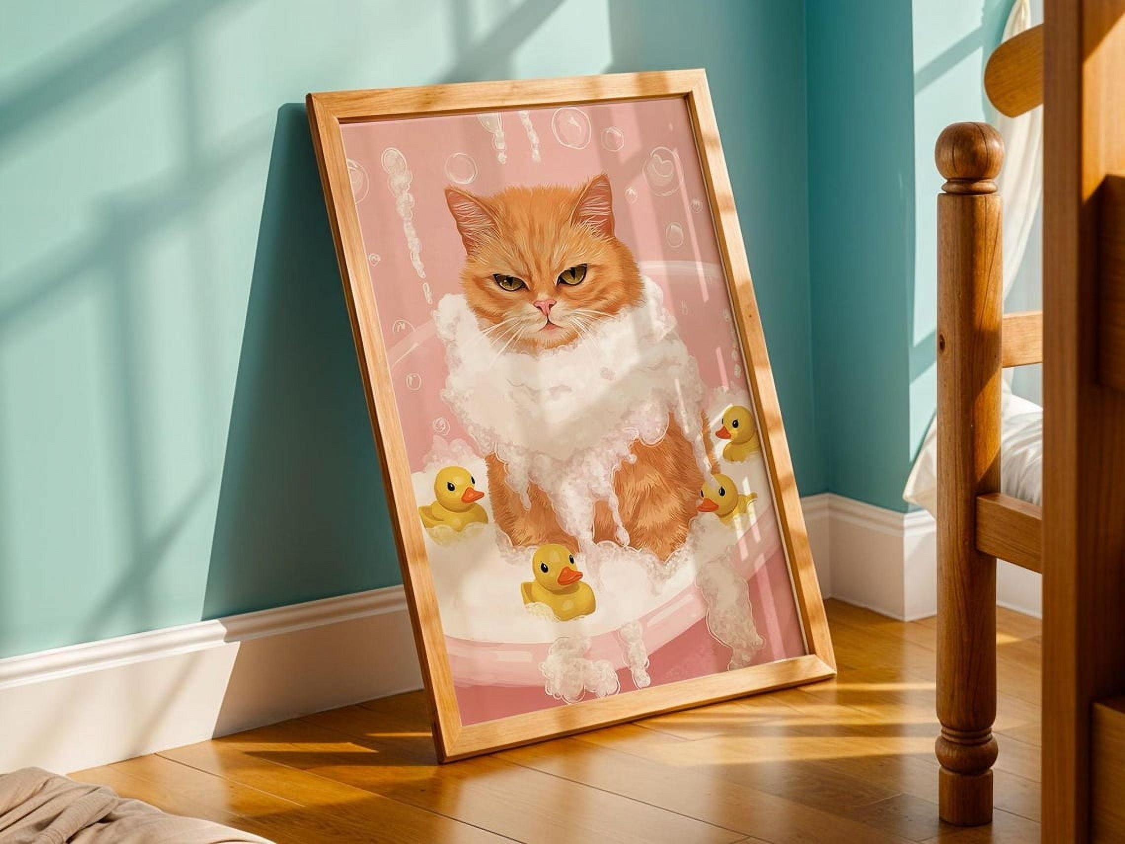 Bathroom Grumpy Cat Print Funny Bathroom Wall Decor Showering Duck ...