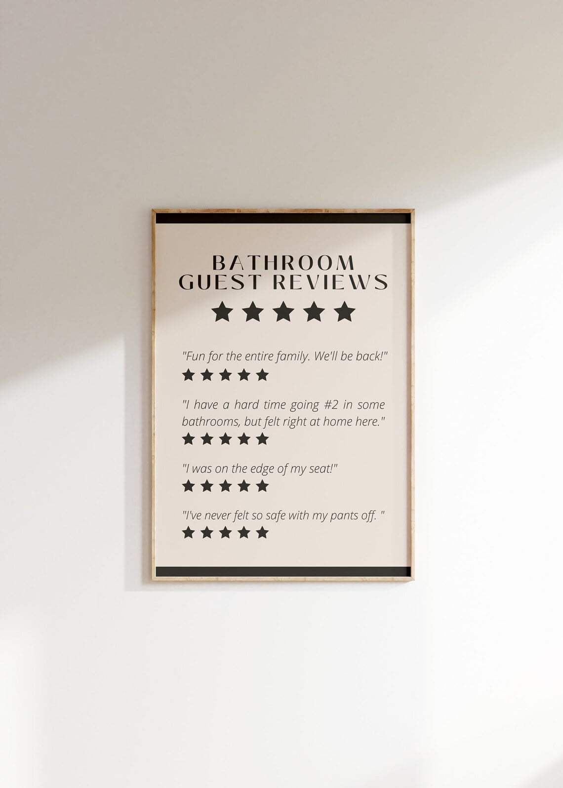 Bathroom Guest Reviews 5 Star Rating Toilet Neutral Bathroom Wall Art ...